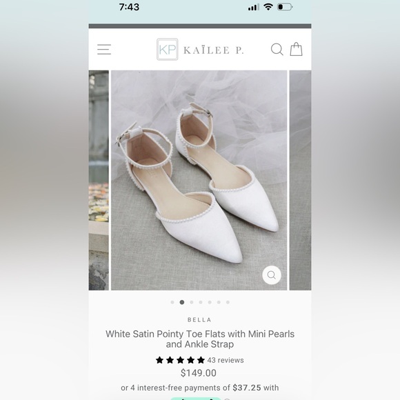 Kailee P | Shoes | White Satin Pointy Toe Flat With Mini Pearls | Poshmark